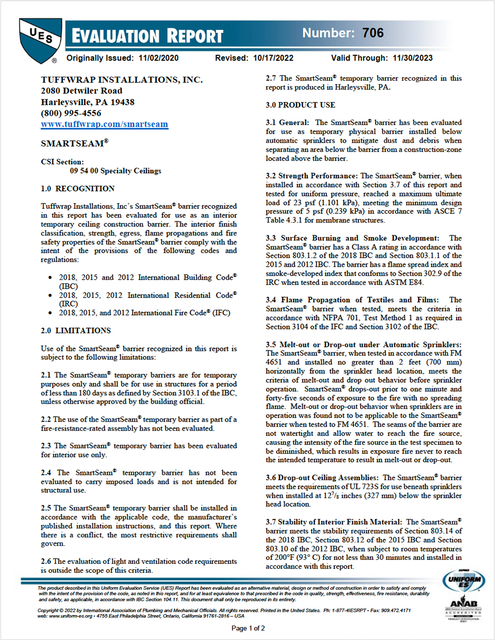 SmartSeam Suspended Cover Temp Ceiling Construction Barriers